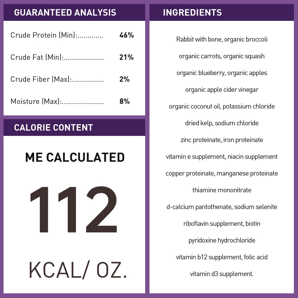 PURPOSE Freeze Dried Raw Dog Food - Rabbit & Veggie Freeze-Dried 14 oz